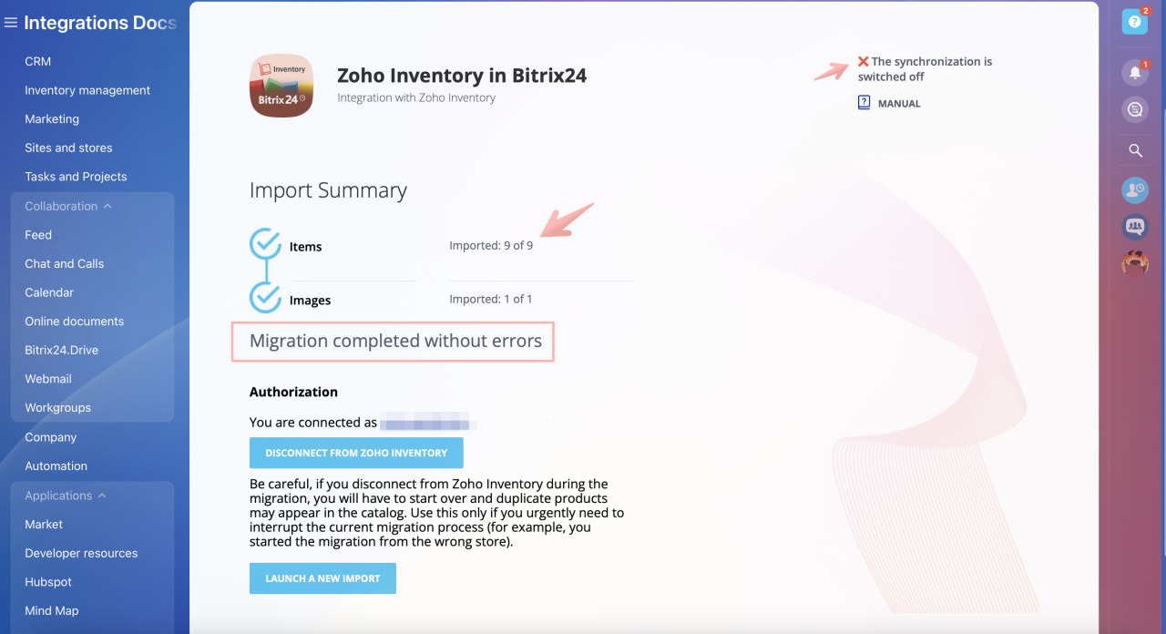 Migrate stock with Zoho Inventory app